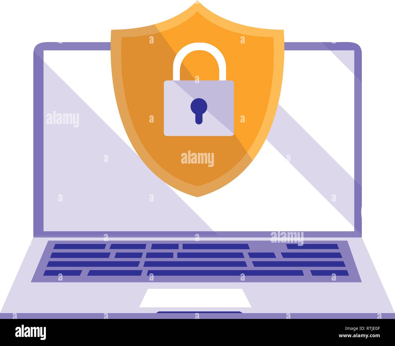 laptop computer with shield and padlock vector illustration design ...