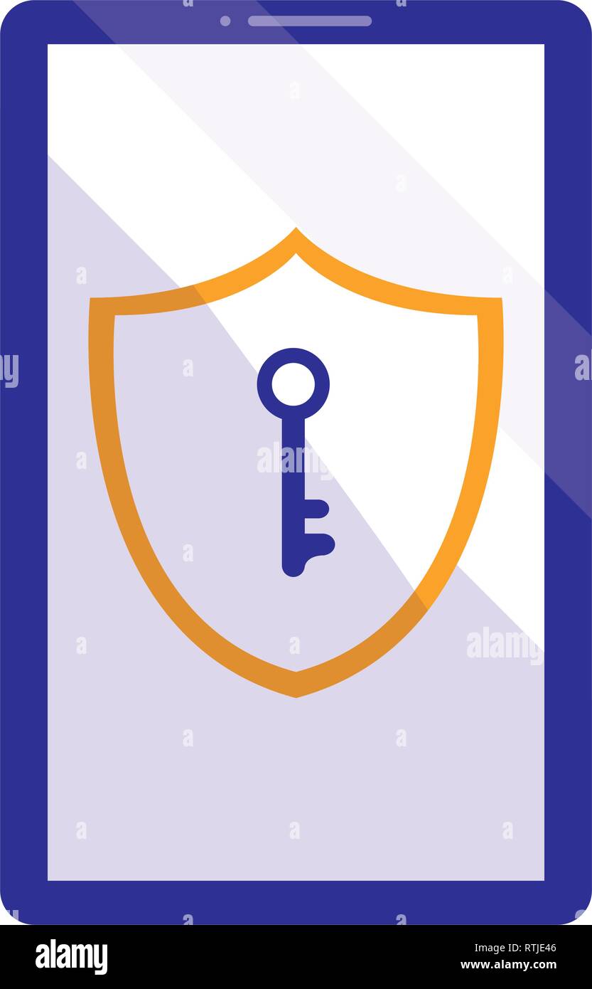 smartphone with shield and key vector illustration design Stock Vector ...