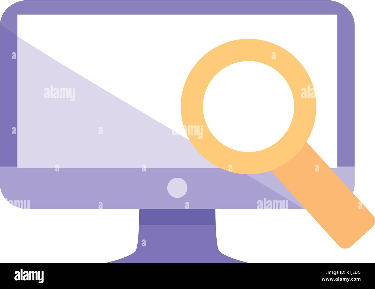 computer desktop with magnifying glass vector illustration design Stock ...