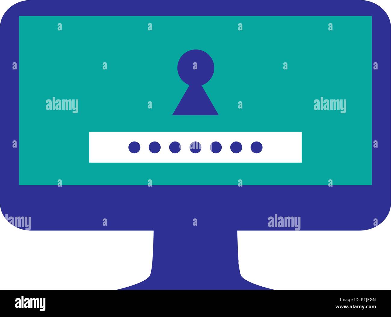 computer desktop with keyhole and password vector illustration design ...