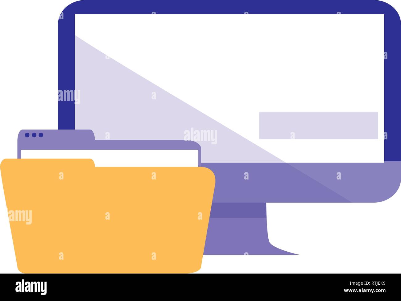 desktop monitor with folder document vector illustration design Stock ...