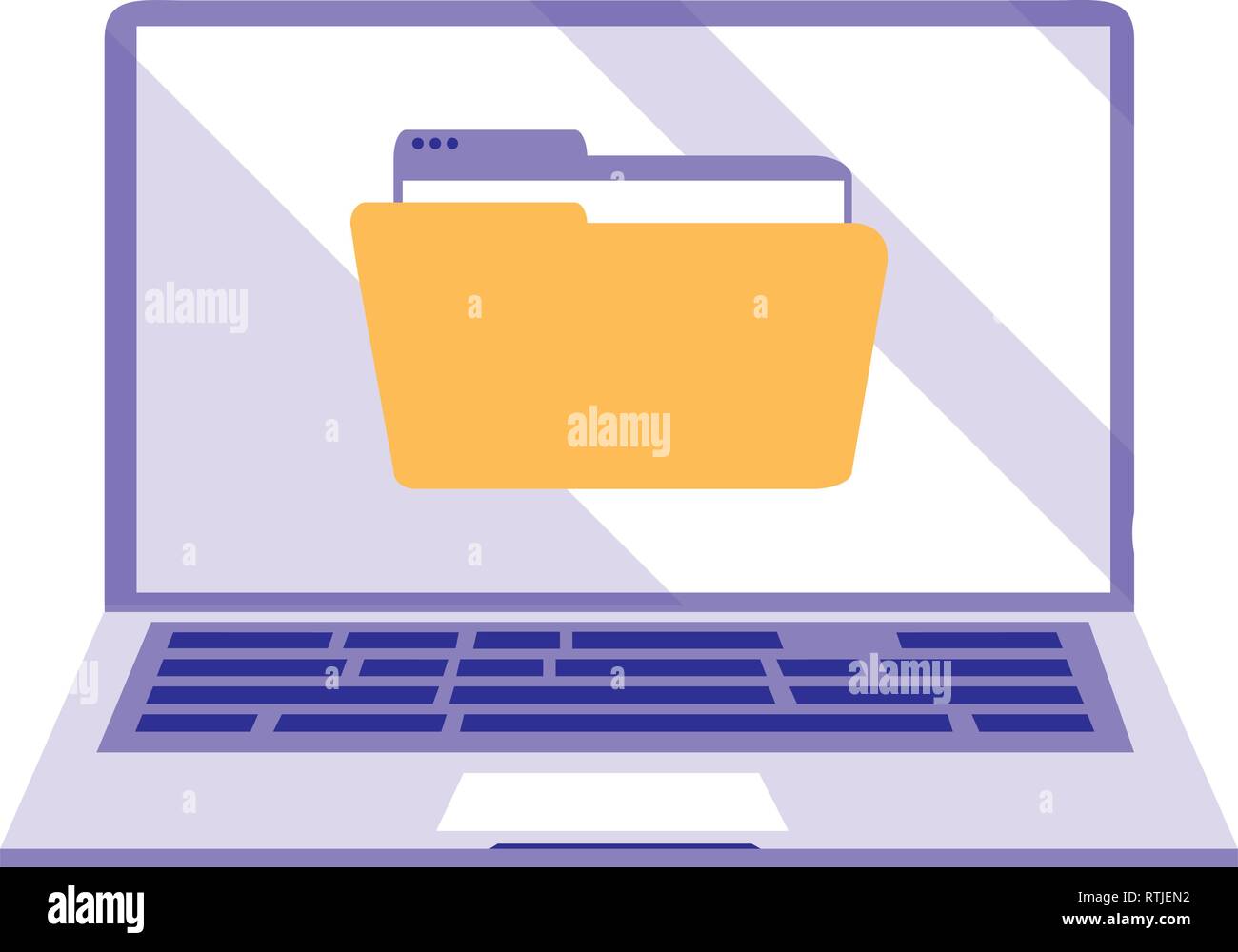 laptop with folder document vector illustration design Stock Vector ...