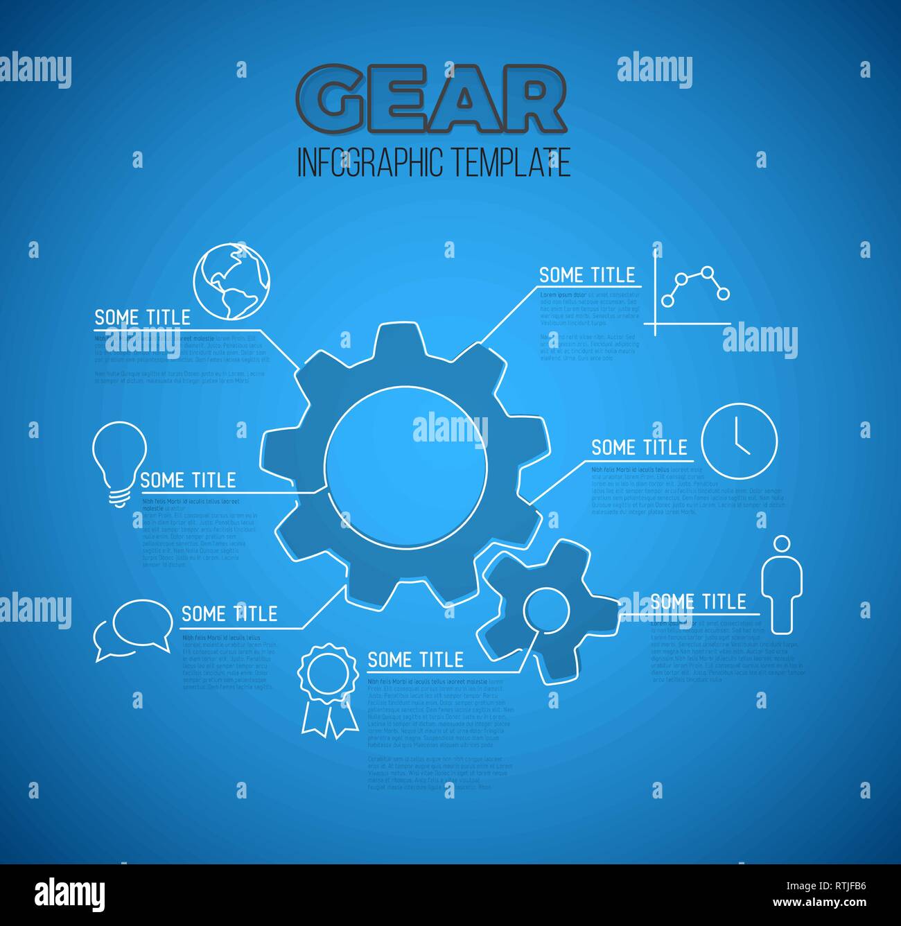 Vector Infographic blueprint report template made from lines and icons ...