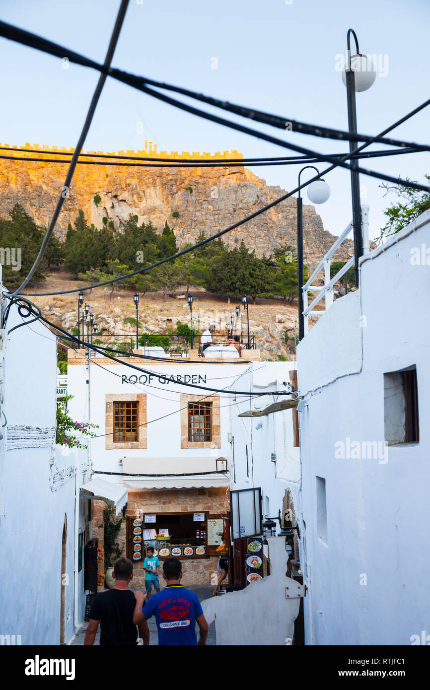 Lindos Village, East Coast, Rodhes Island, The Dodecanese Archipelago ...