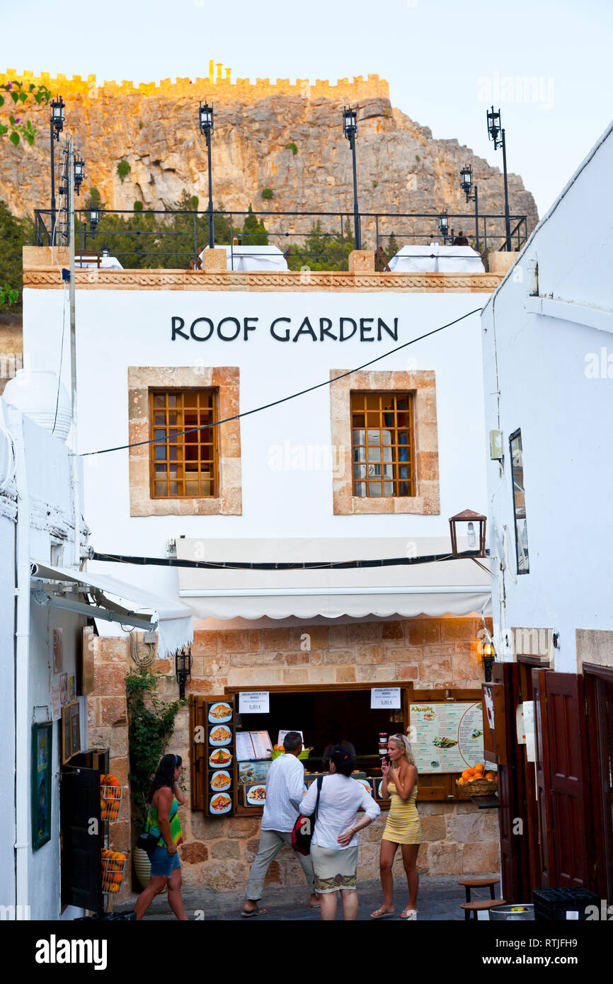 Lindos Village, East Coast, Rodhes Island, The Dodecanese Archipelago ...