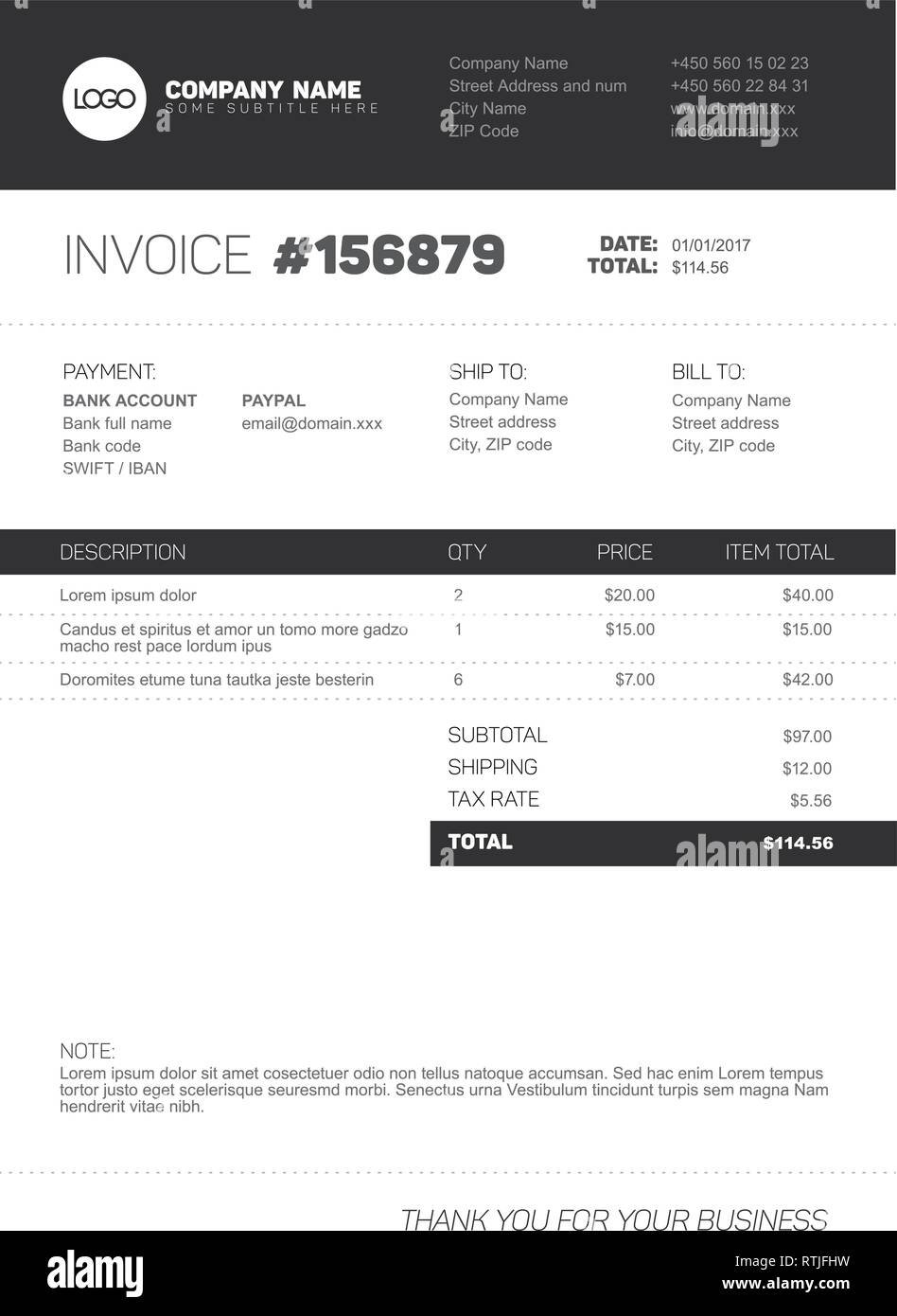 Simple minimalist invoice Stock Vector Images - Alamy