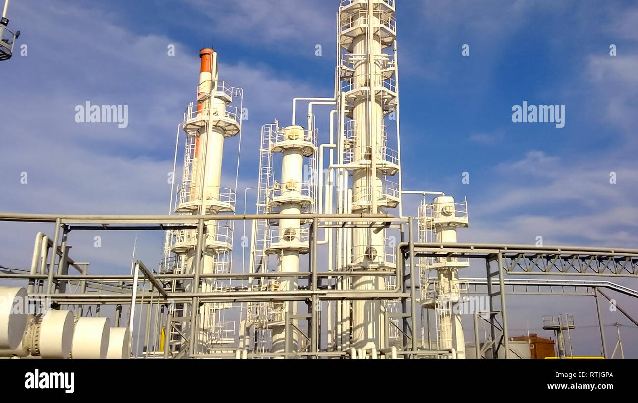 The oil refinery. Equipment for primary oil refining Stock Photo - Alamy