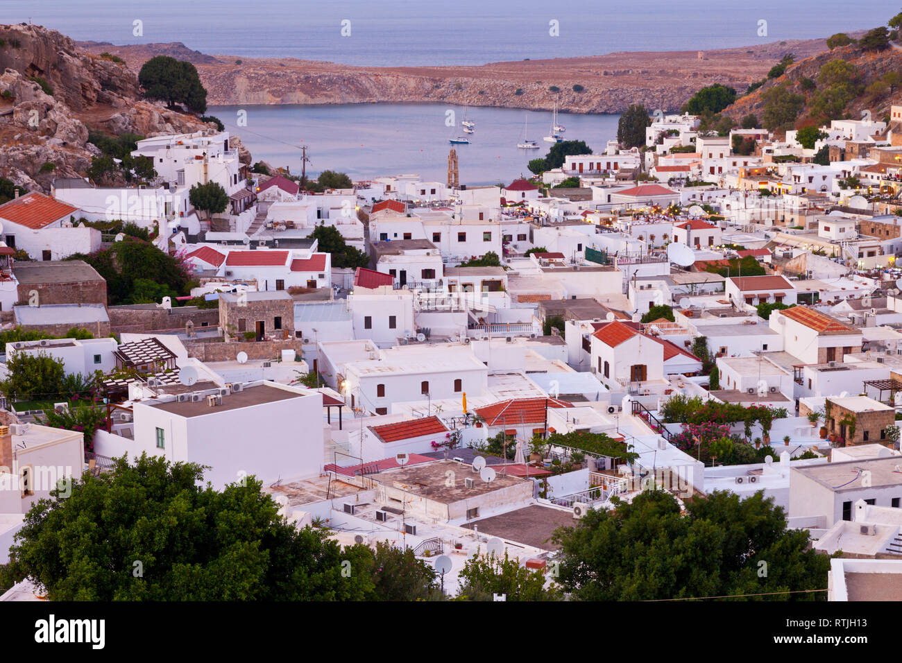 Lindos Village, East Coast, Rodhes Island, The Dodecanese Archipelago ...