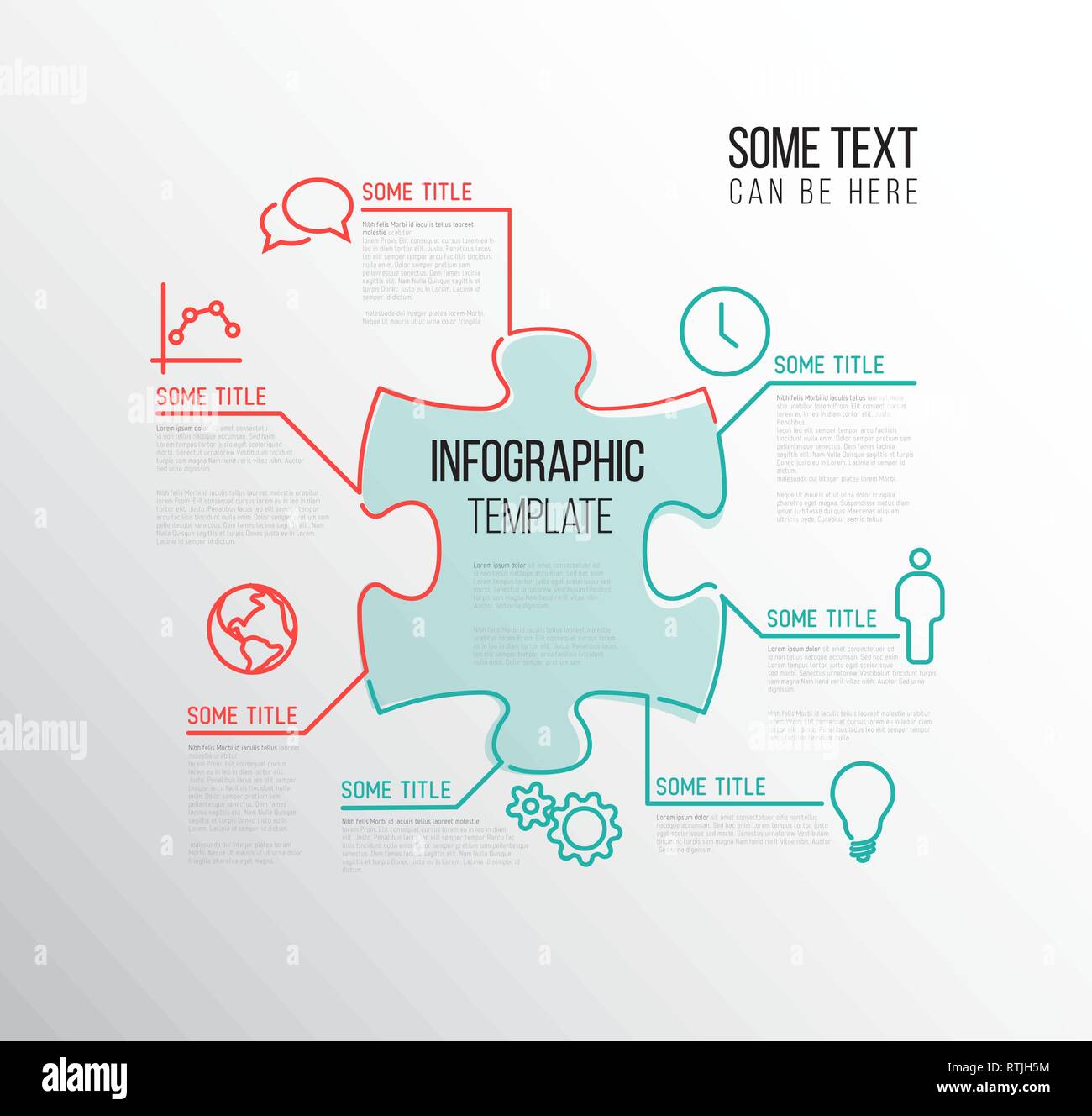 Vector puzzle Infographic report template made from lines and icons ...