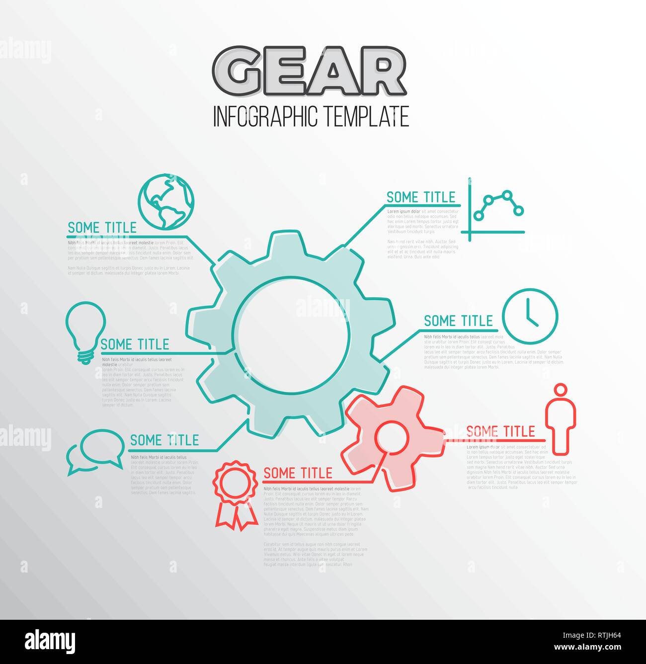 Vector Infographic report template made from lines and icons with gear ...