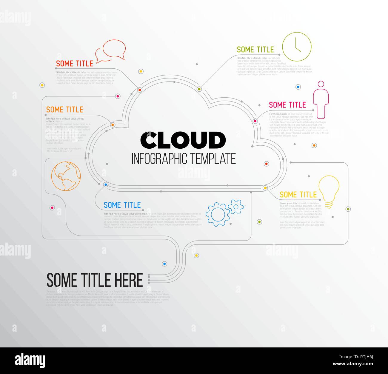 Vector Infographic report template made from lines and icons with cloud ...