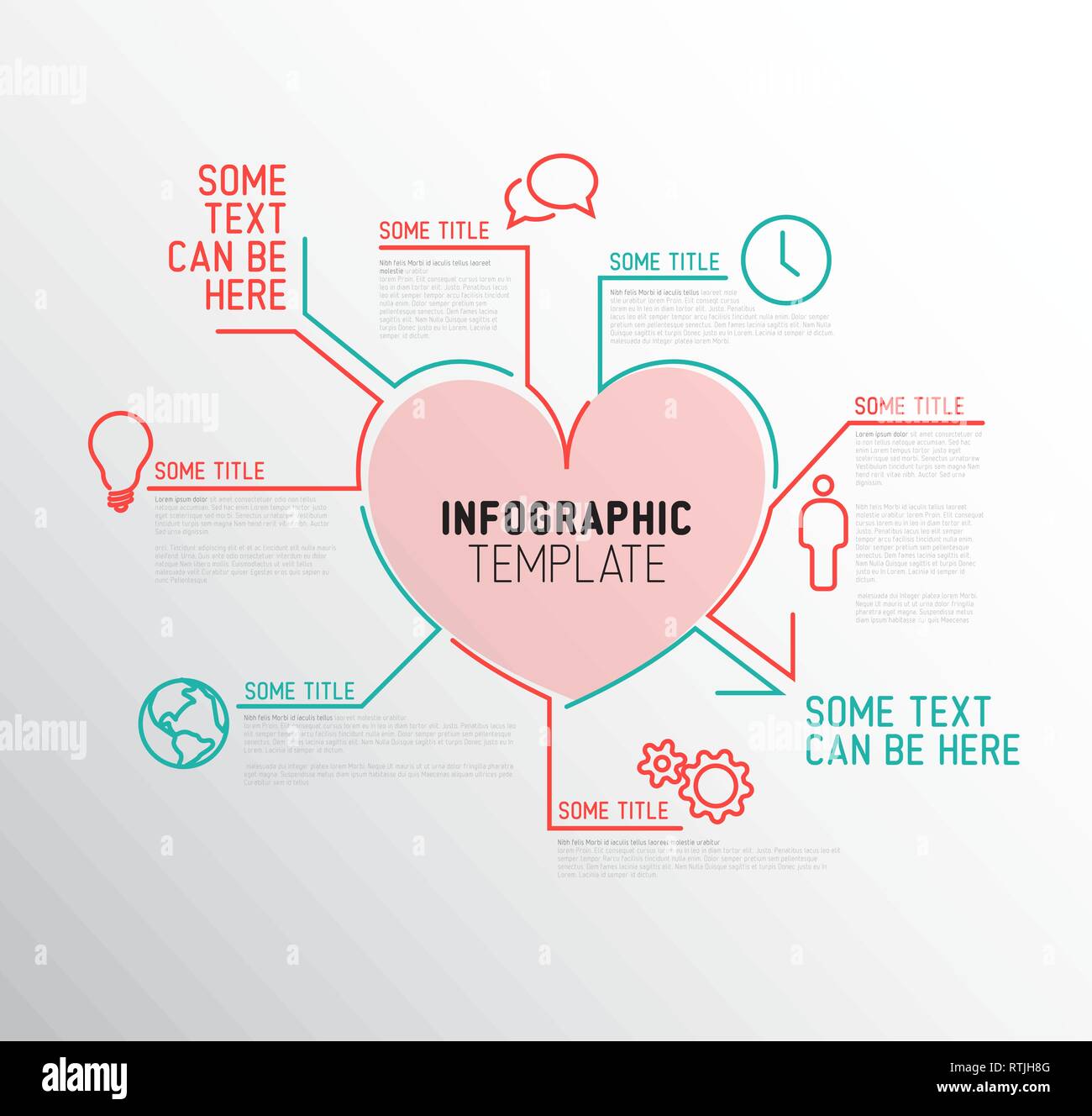 Vector heart / love Infographic report template made from lines and ...