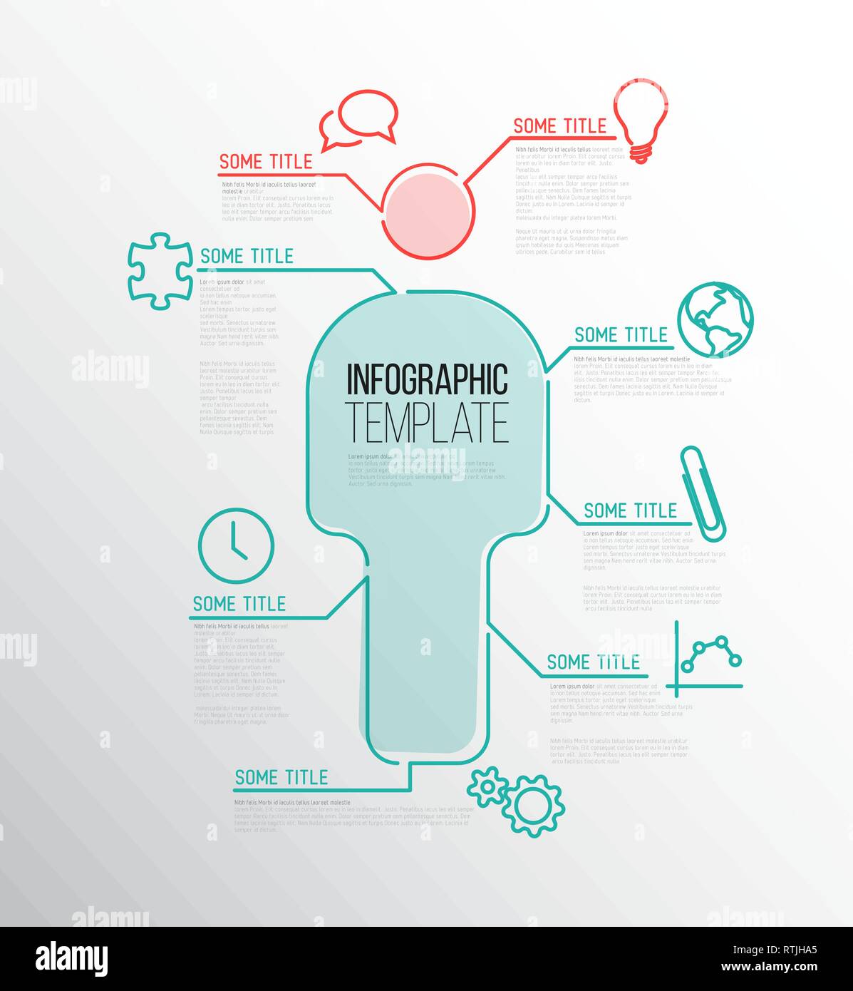 Vector Infographic report template made from lines and icons with figure Stock Vector Image ...