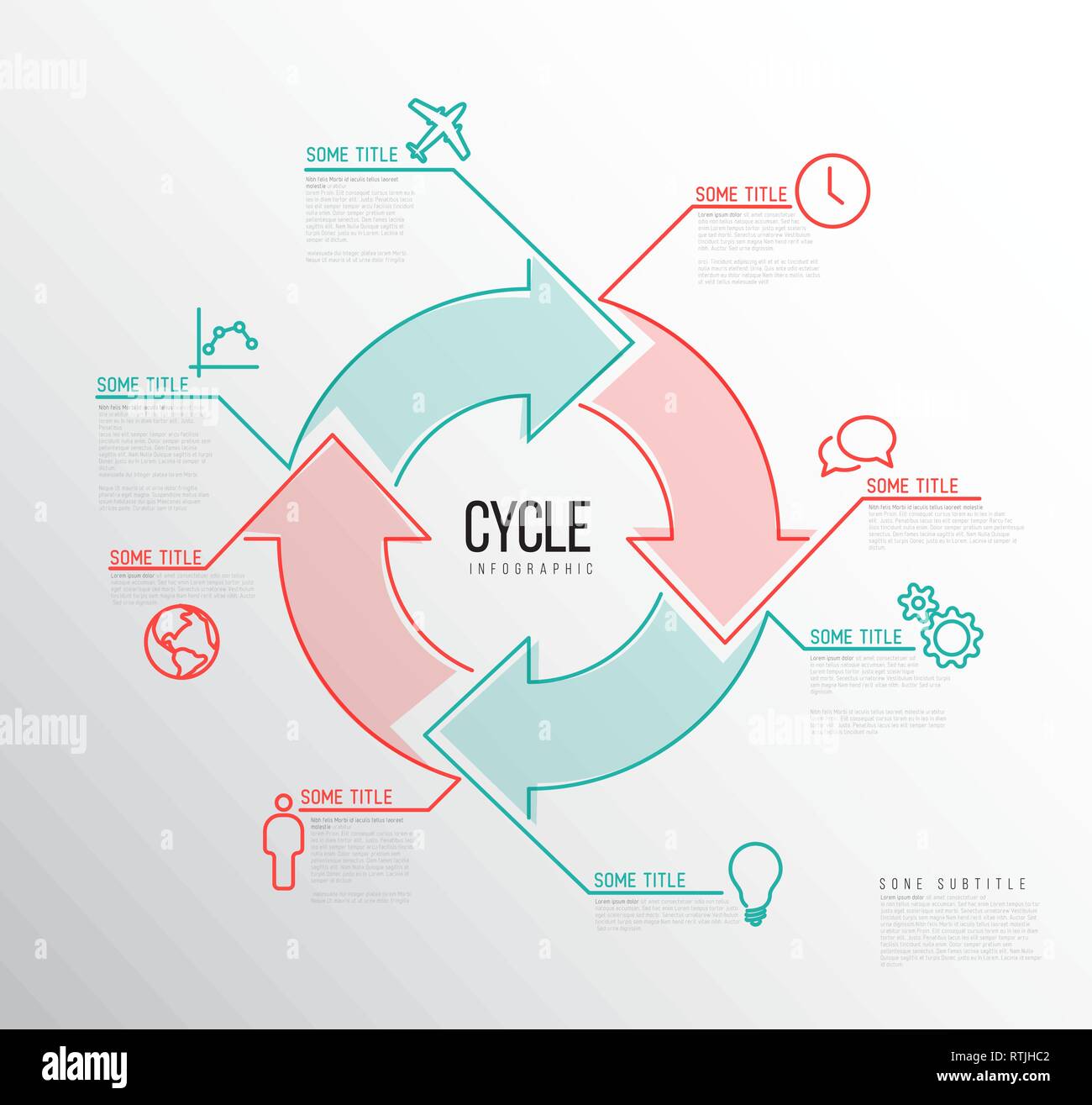 Vector Infographic report template made from lines and icons with big ...