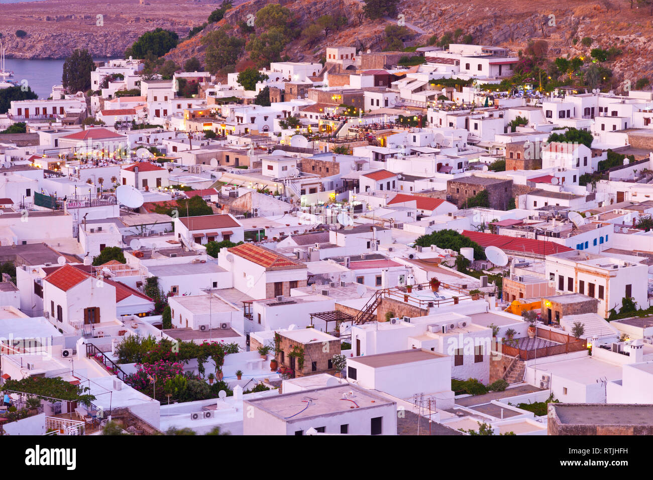 Lindos Village, East Coast, Rodhes Island, The Dodecanese Archipelago ...