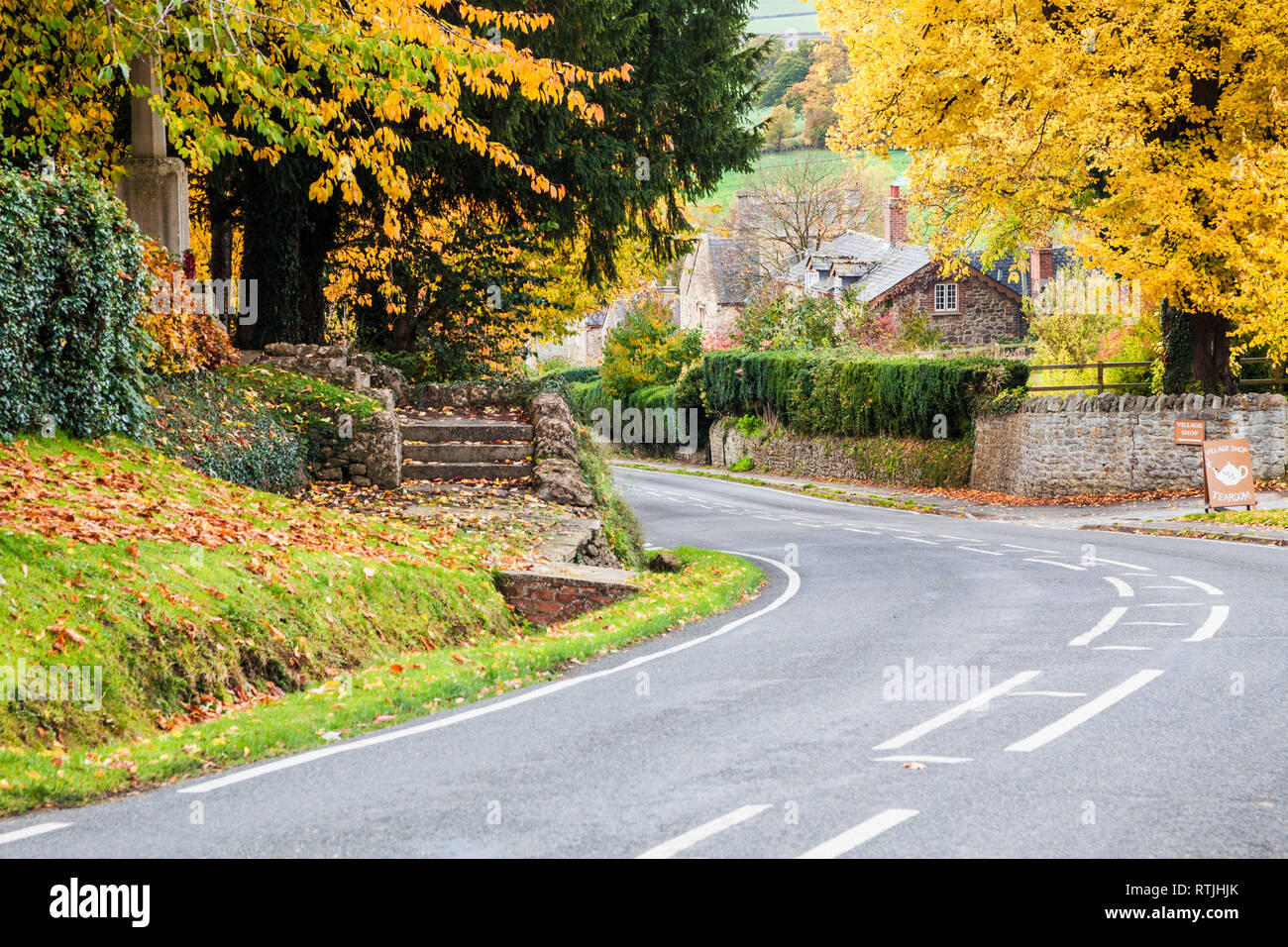 Autumn in the Cotswold village of Coleshill in Gloucestershire, England ...