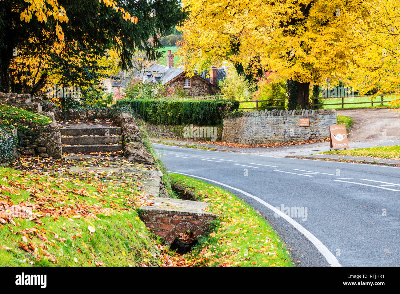 Autumn in the Cotswold village of Coleshill in Gloucestershire, England ...