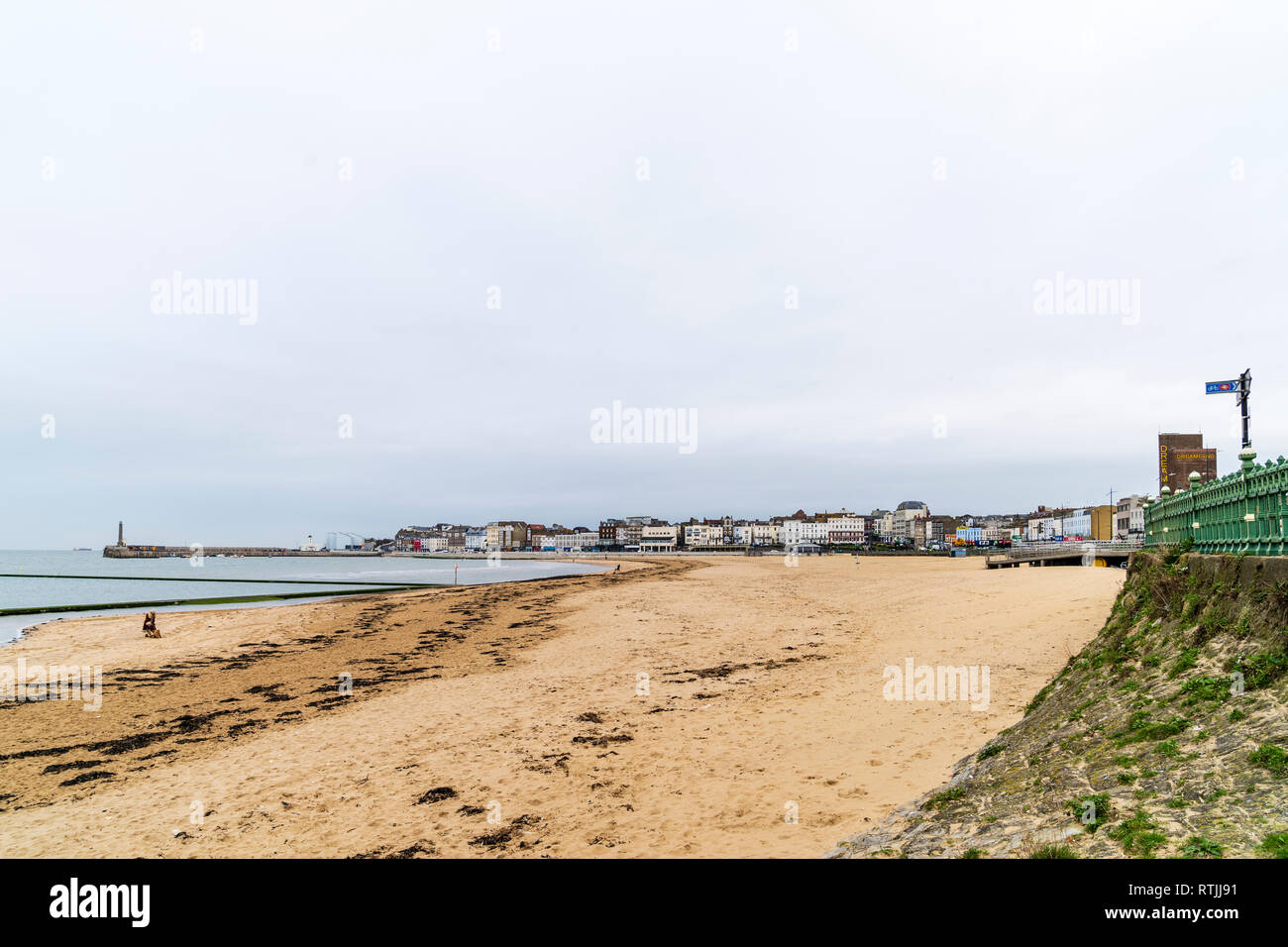 Landscape of Margate seafront with the main sands, harbour, Turner ...