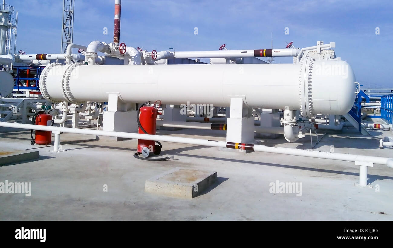 The oil refinery. Equipment for primary oil refining Stock Photo - Alamy
