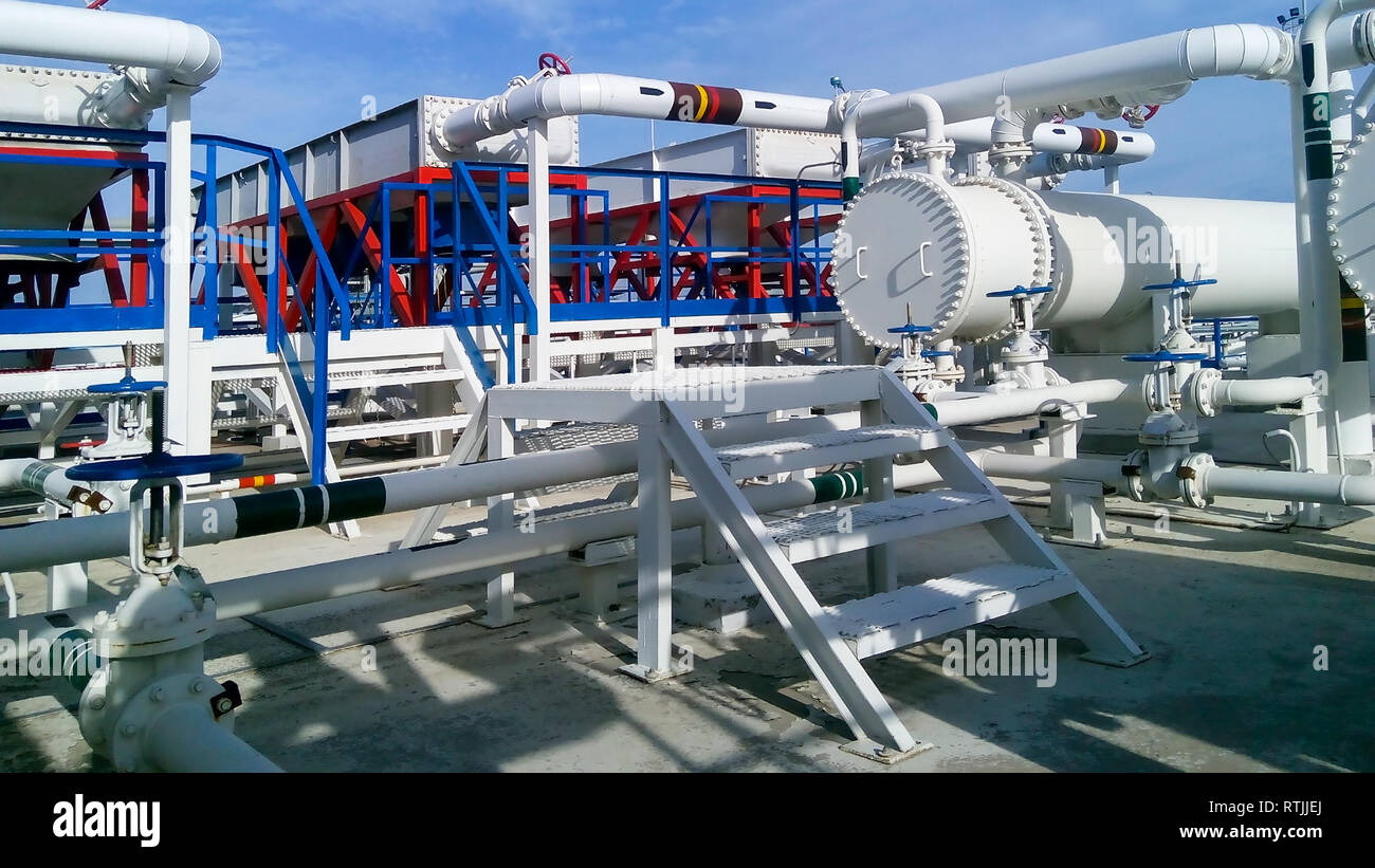 The oil refinery. Equipment for primary oil refining Stock Photo - Alamy