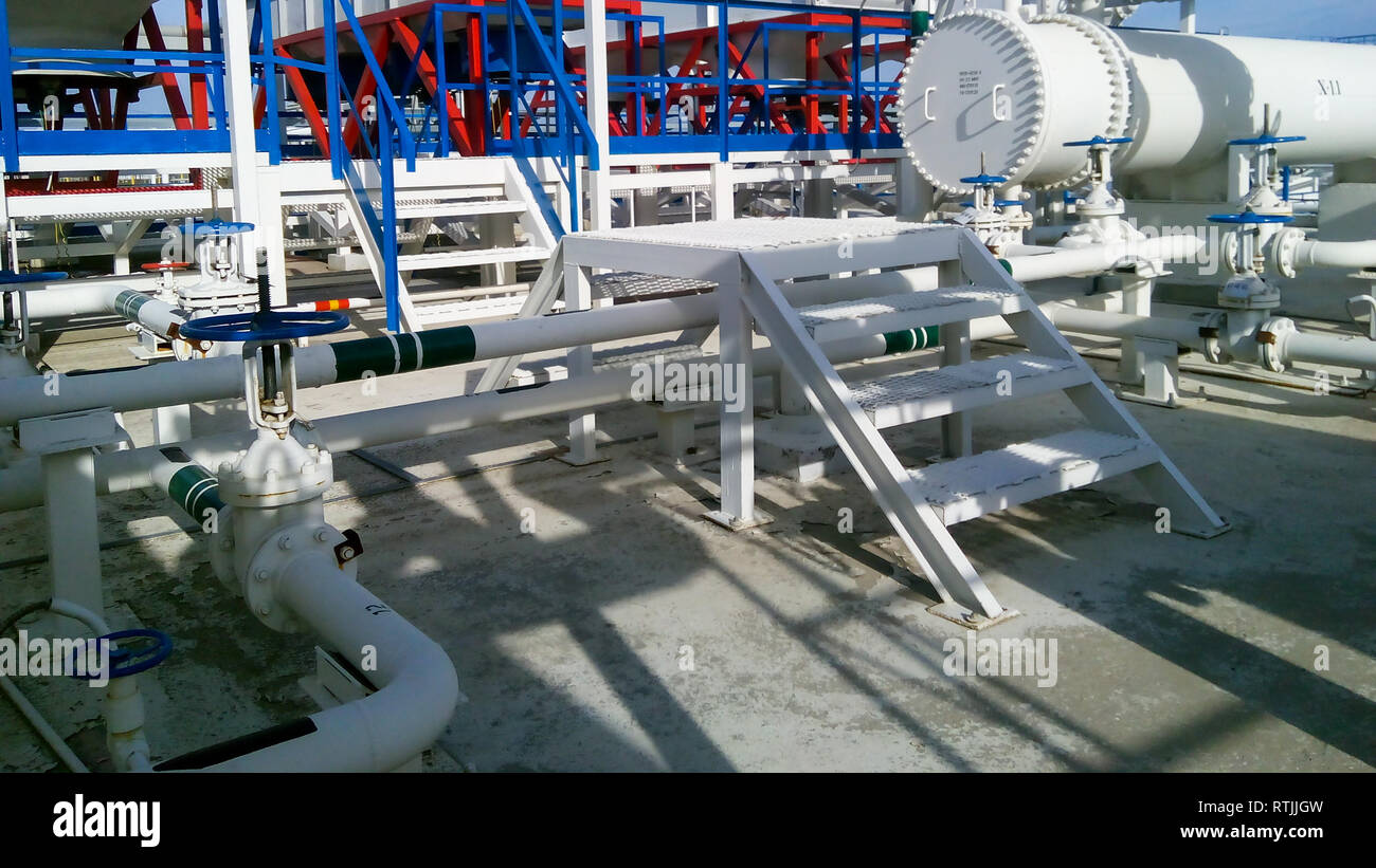 The oil refinery. Equipment for primary oil refining Stock Photo - Alamy