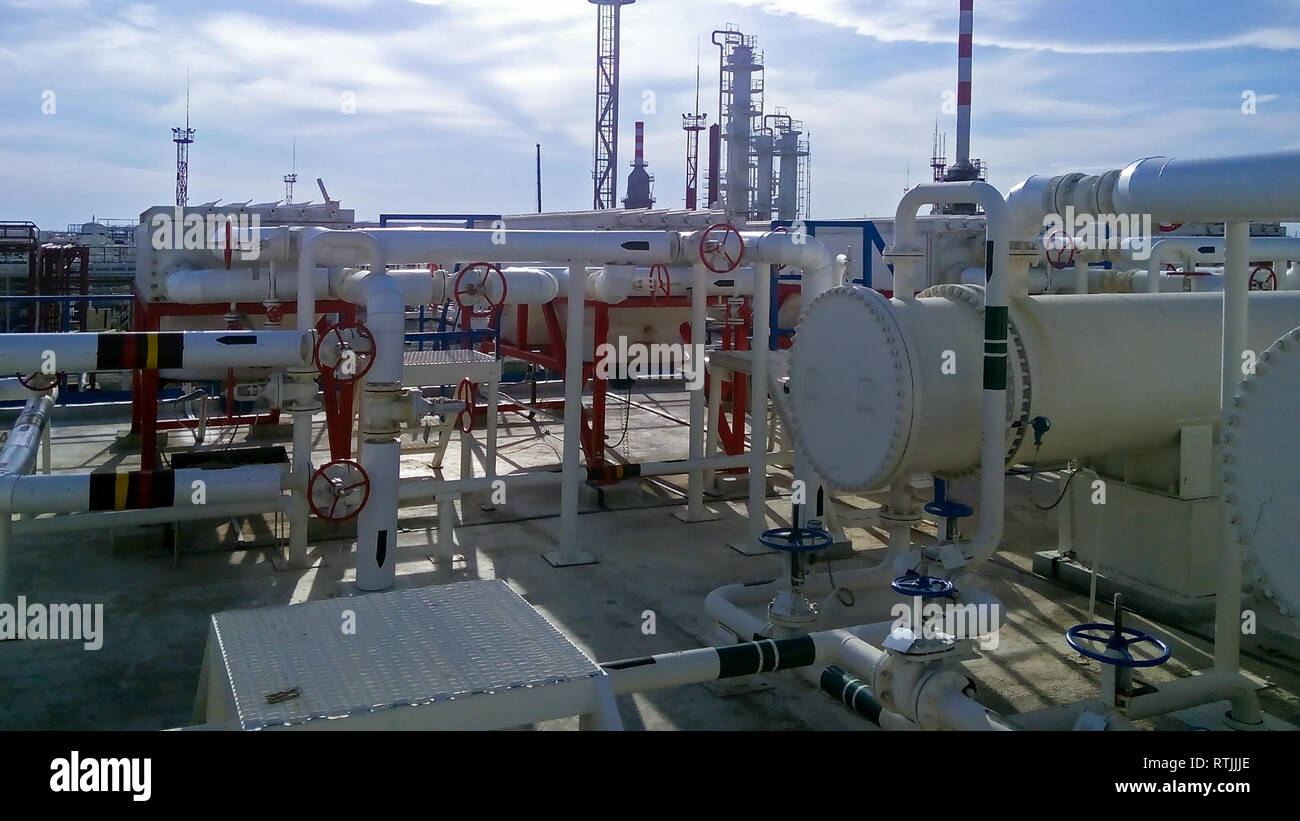 The oil refinery. Equipment for primary oil refining Stock Photo - Alamy