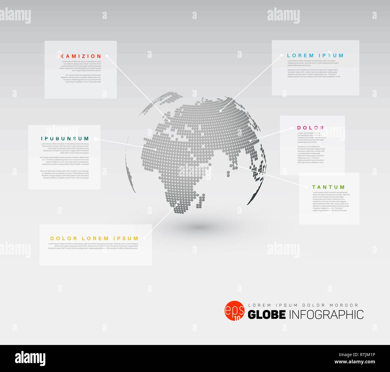 World map globe with pointer marks - light version, with colorful labels Stock Vector Image ...