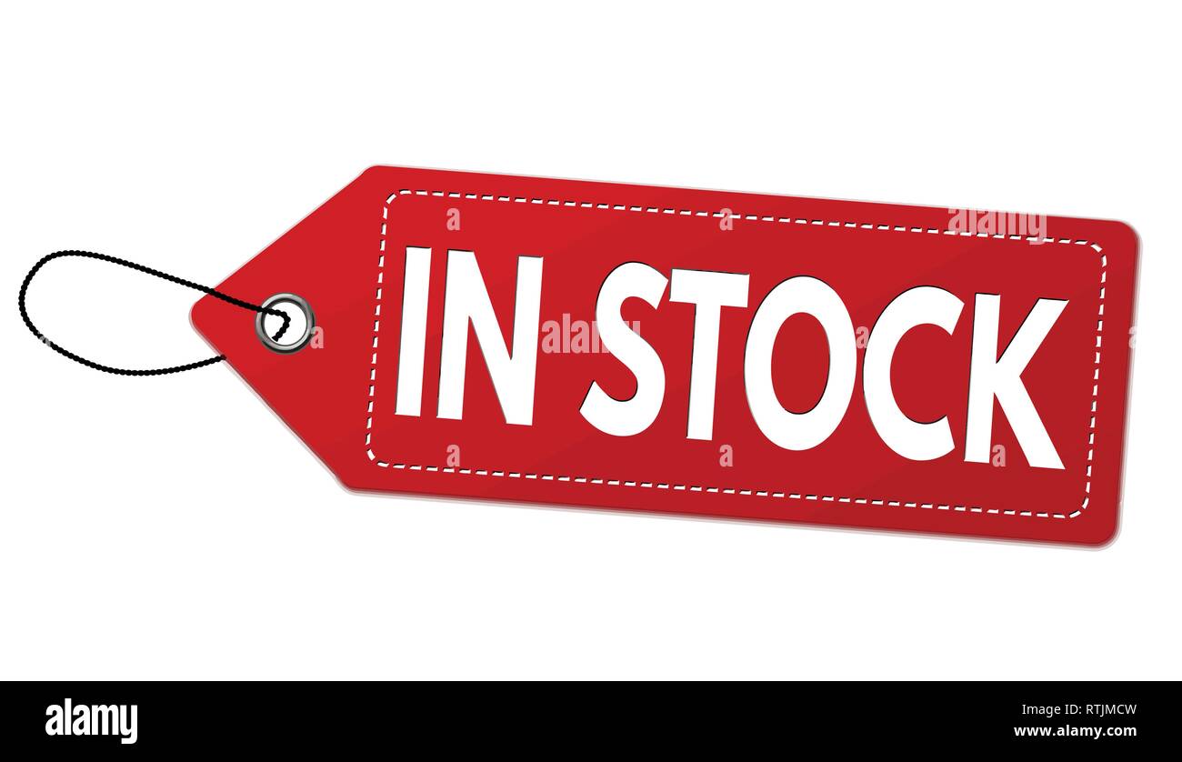 In stock label or price tag on white background, vector illustration ...