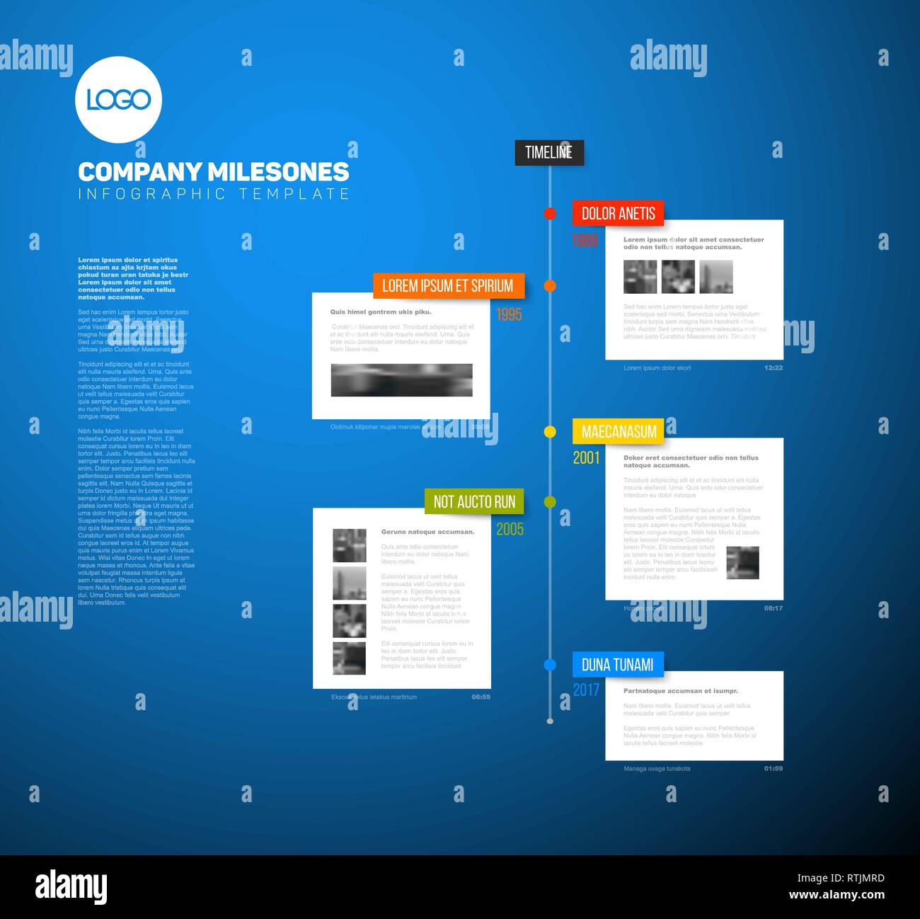 Vector Infographic timeline report template with the biggest milestones ...