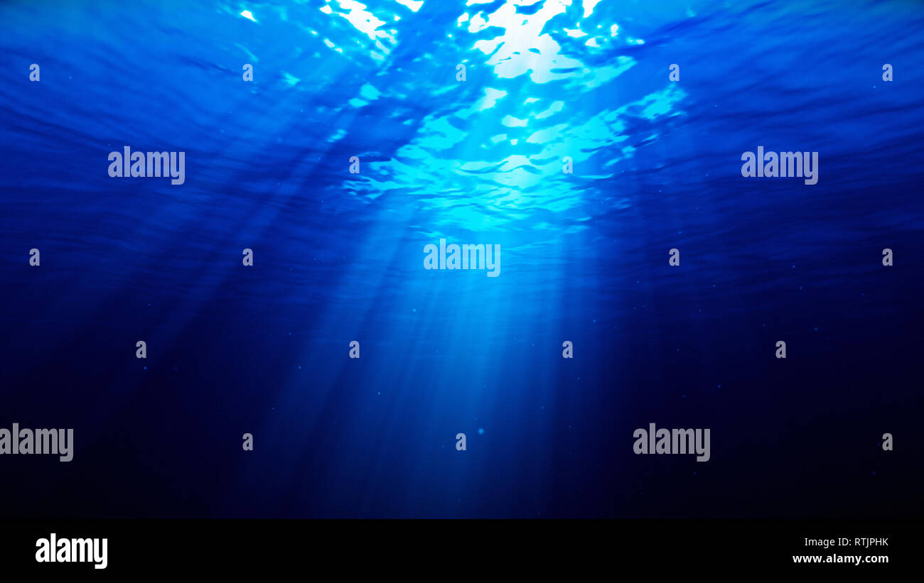 light underwater abstract blue ocean background Stock Photo - Alamy