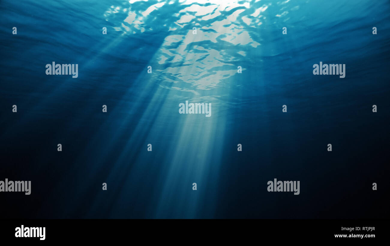 light underwater abstract blue ocean background Stock Photo - Alamy