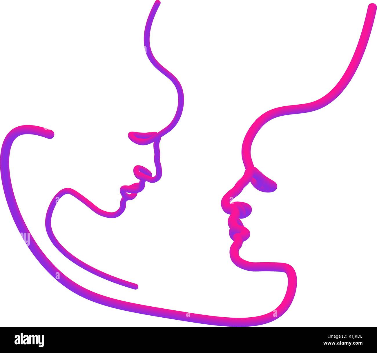 Two people silhouettes drawn with one line. Simple vector illustration ...