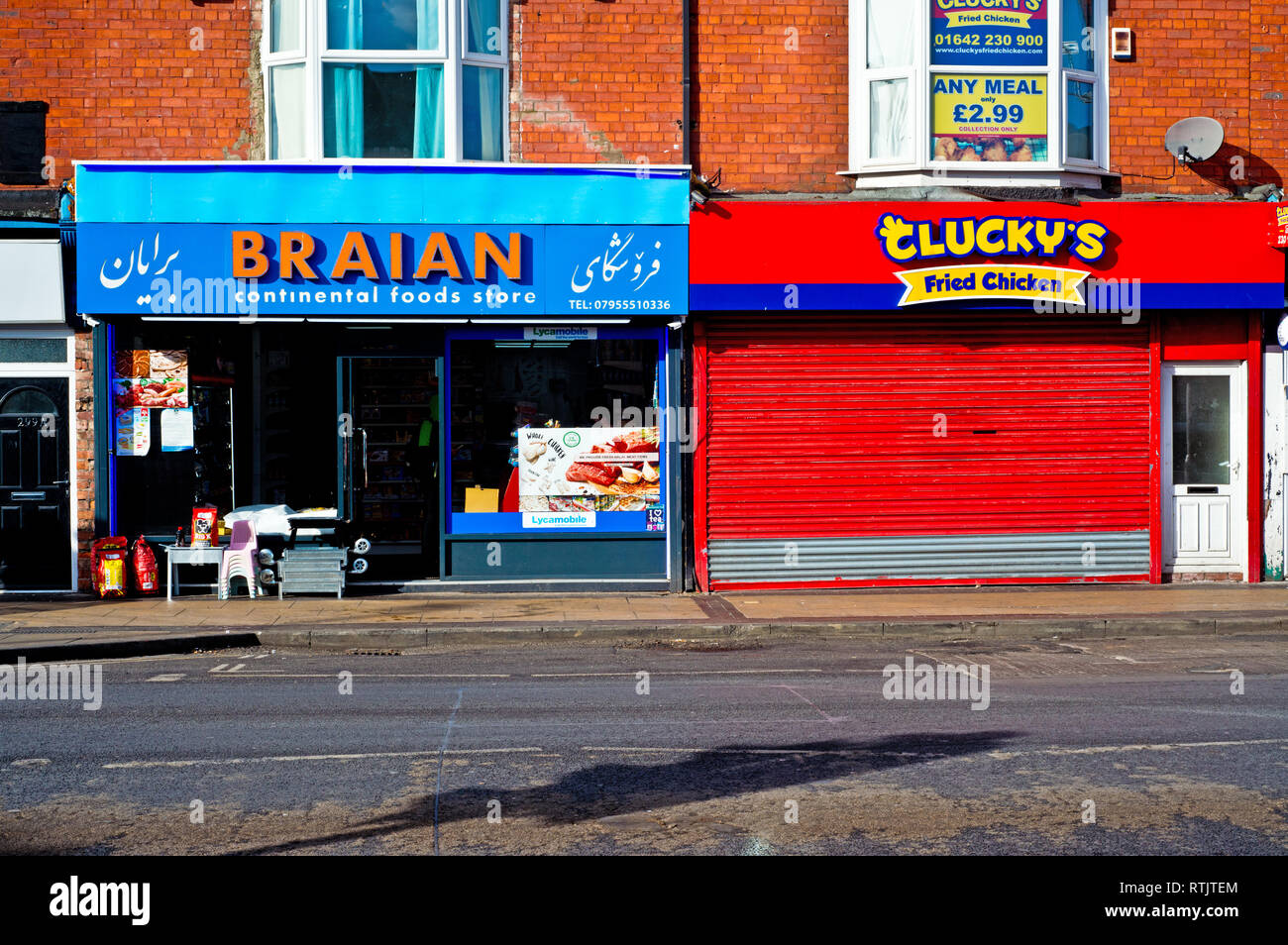 Ethnic shops, Linthorpe Road, Middlesbrough, Cleveland, England Stock ...