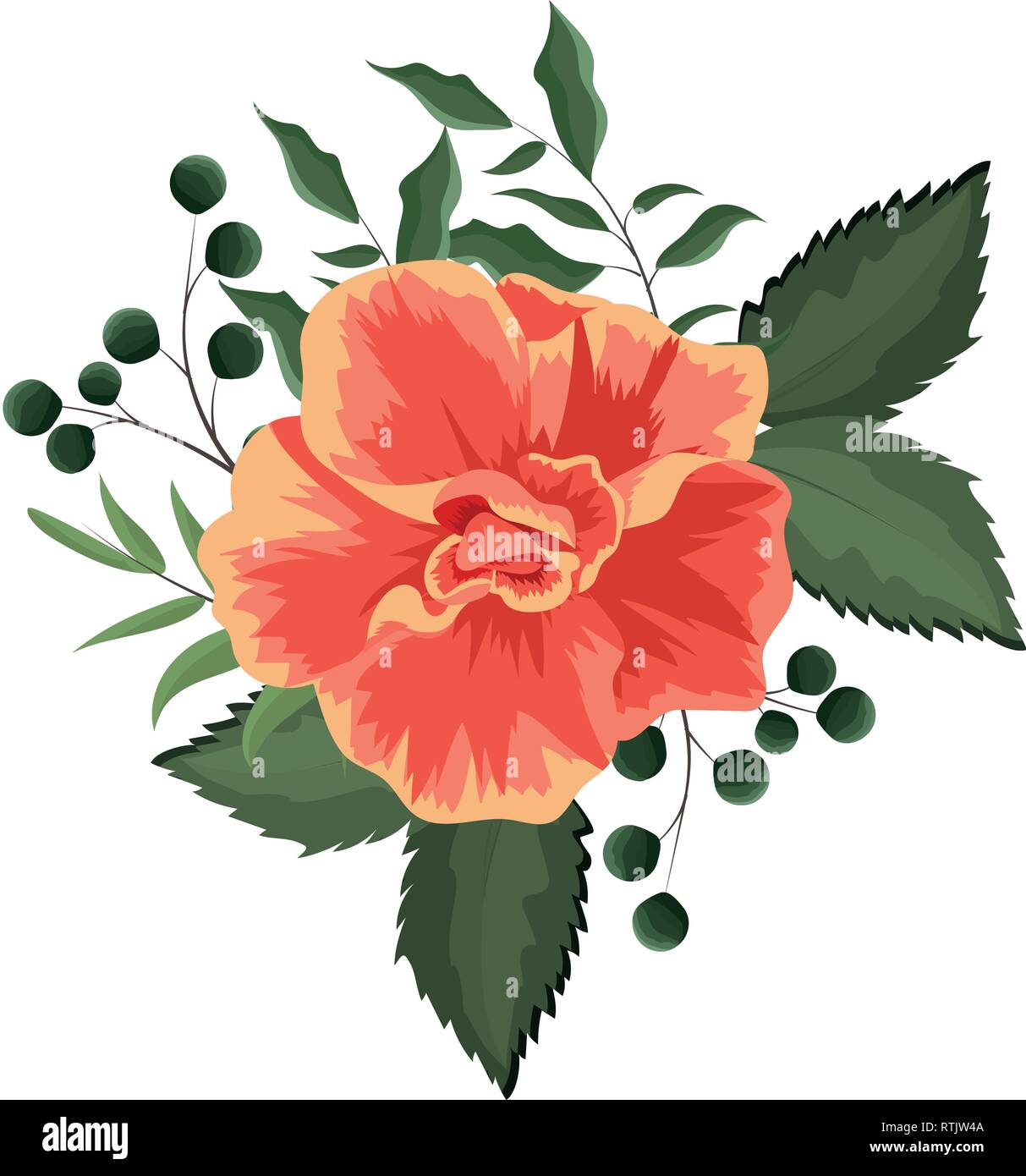 Spring flowers with leaves Stock Vector Image & Art - Alamy