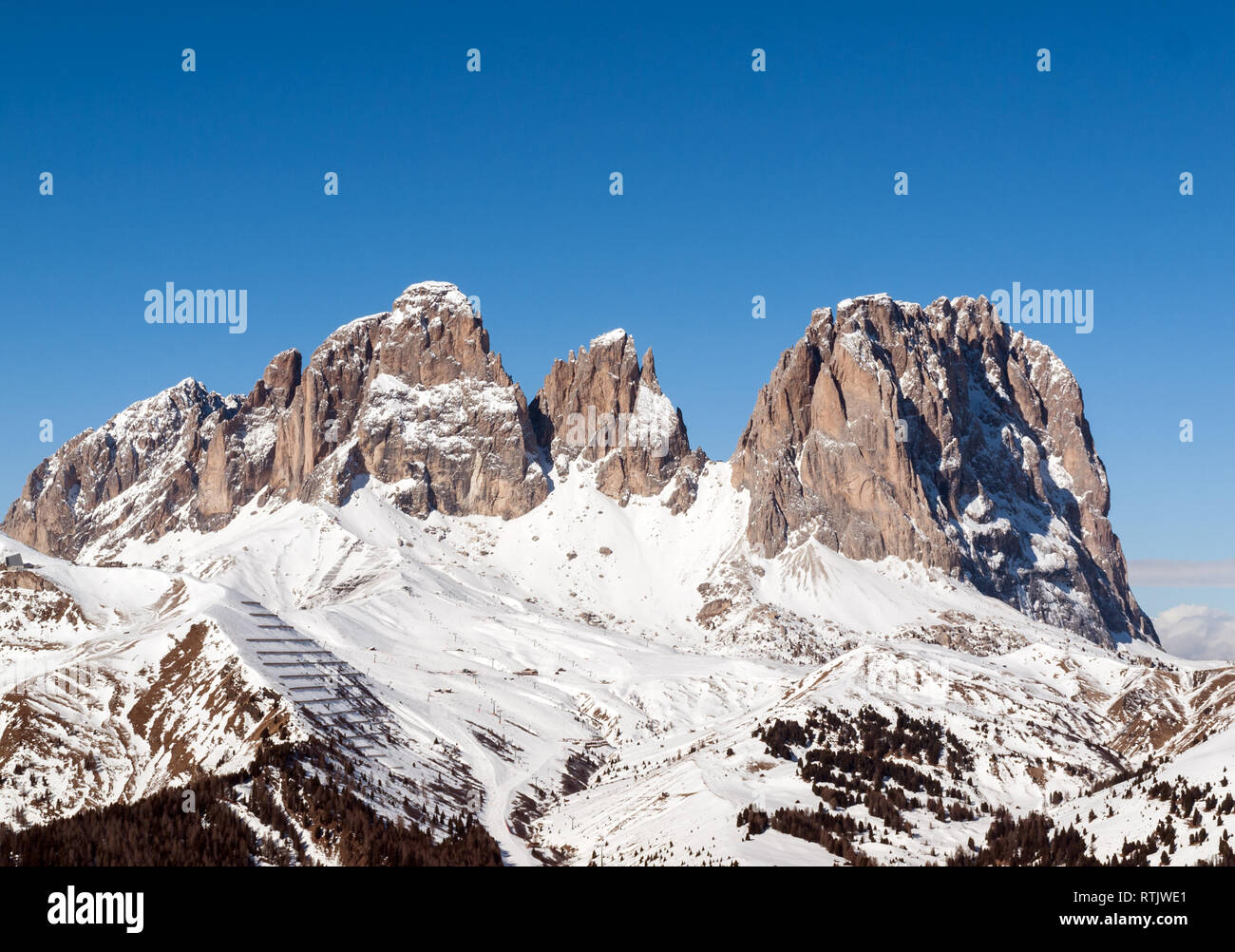 Dolomites Alps - overlooking the Sella group in Val Gardena. Italy ...