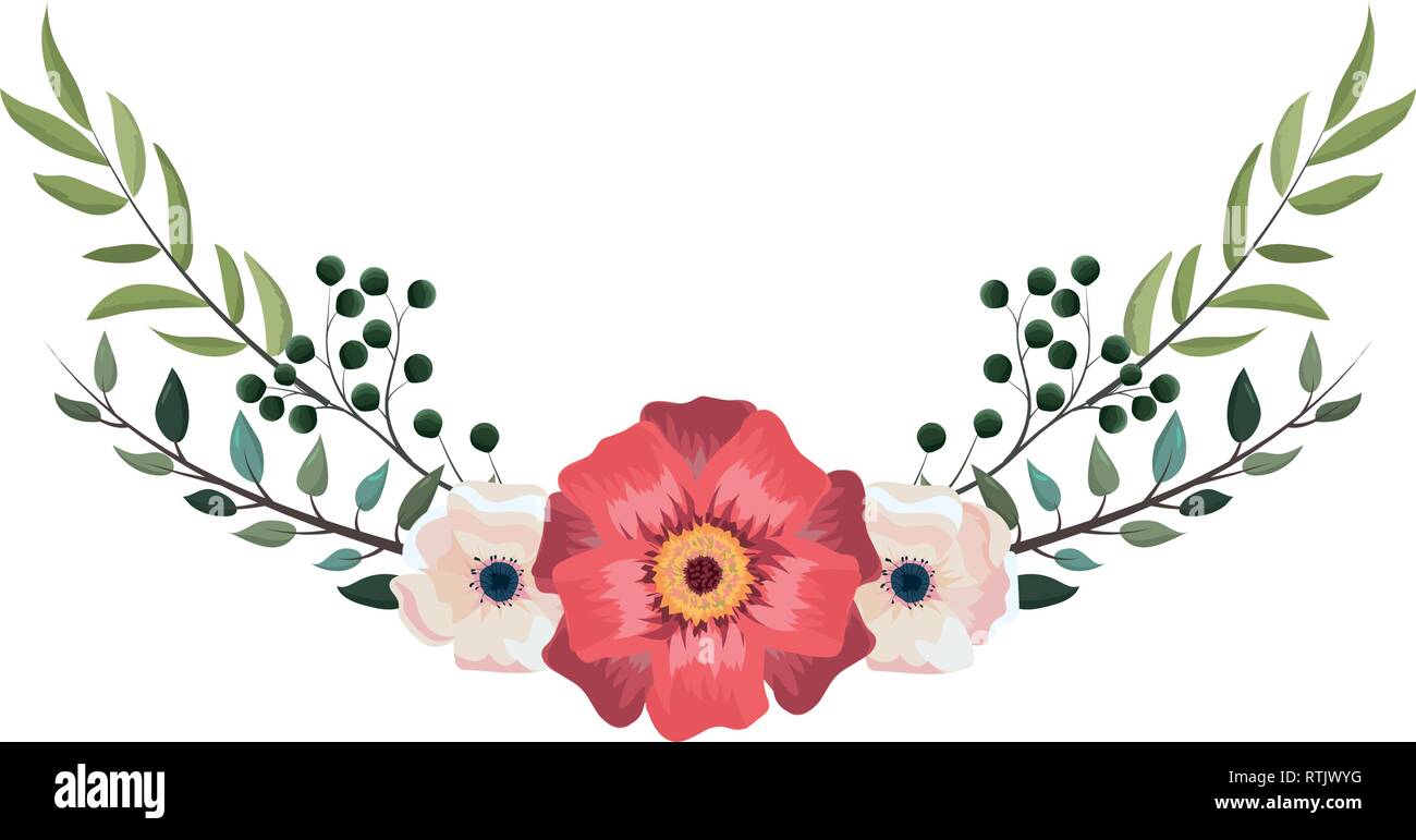 Spring flowers with leaves Stock Vector Image & Art - Alamy