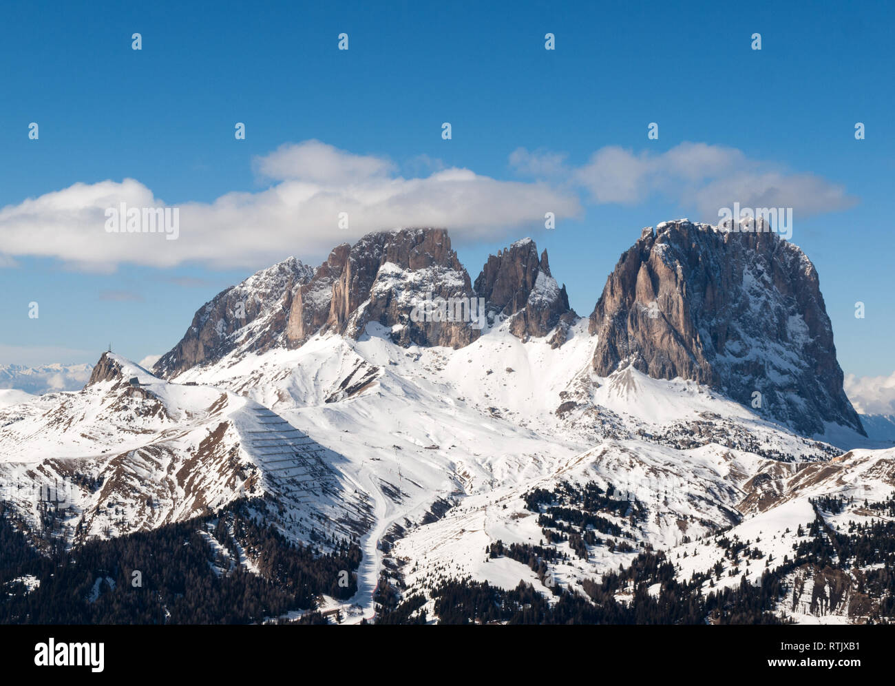 Dolomites Alps - overlooking the Sella group in Val Gardena. Italy ...
