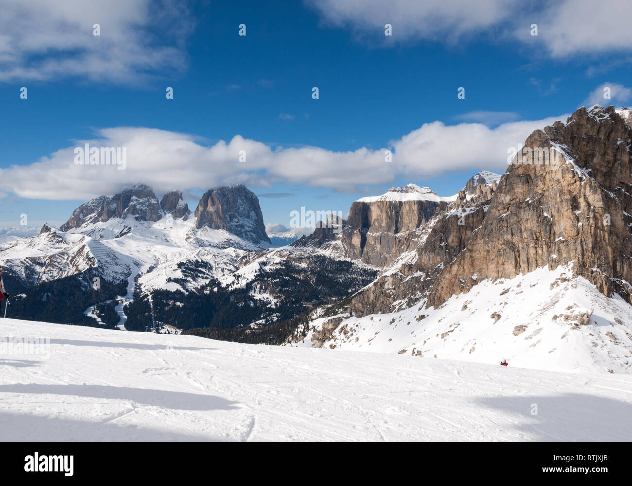 Dolomites Alps - overlooking the Sella group in Val Gardena. Italy ...