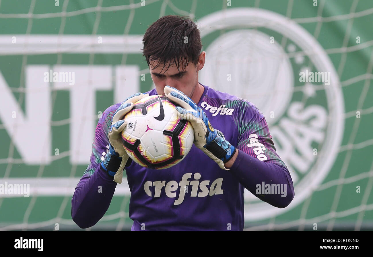 Sao Paulo, Brazil. 1st March, 2019. Goalkeeper Matheus Teixeira, SE ...