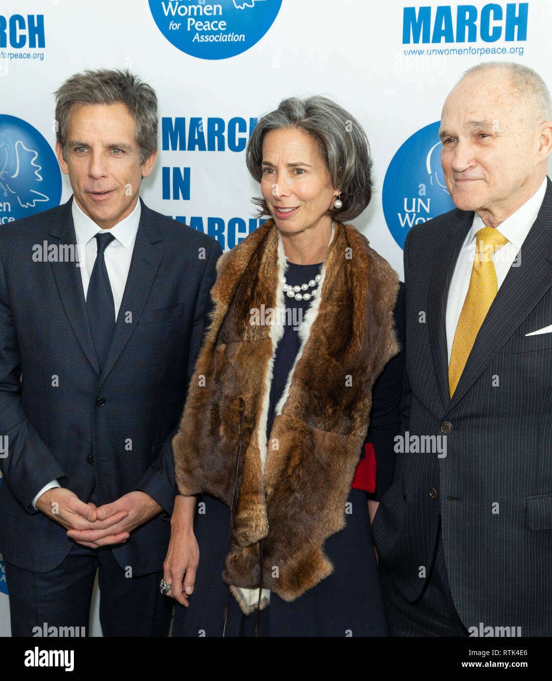 New York, USA - March 1, 2019: Ben Stiller, Alice Tisch, Ray Kelly ...