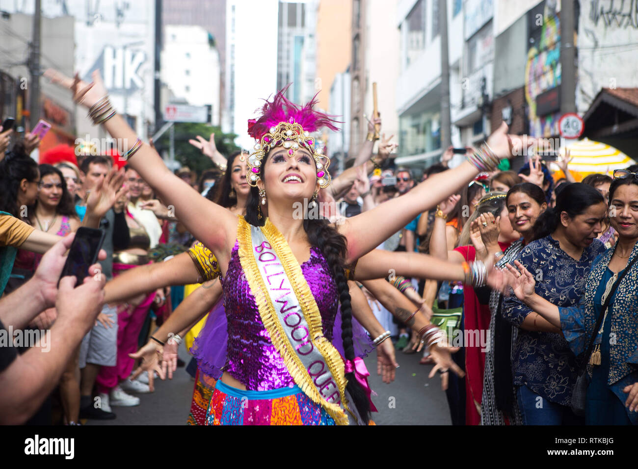 Sao Paolo, Brazil. March 2, 2019 - Indian dancers perform at Bollywood ...
