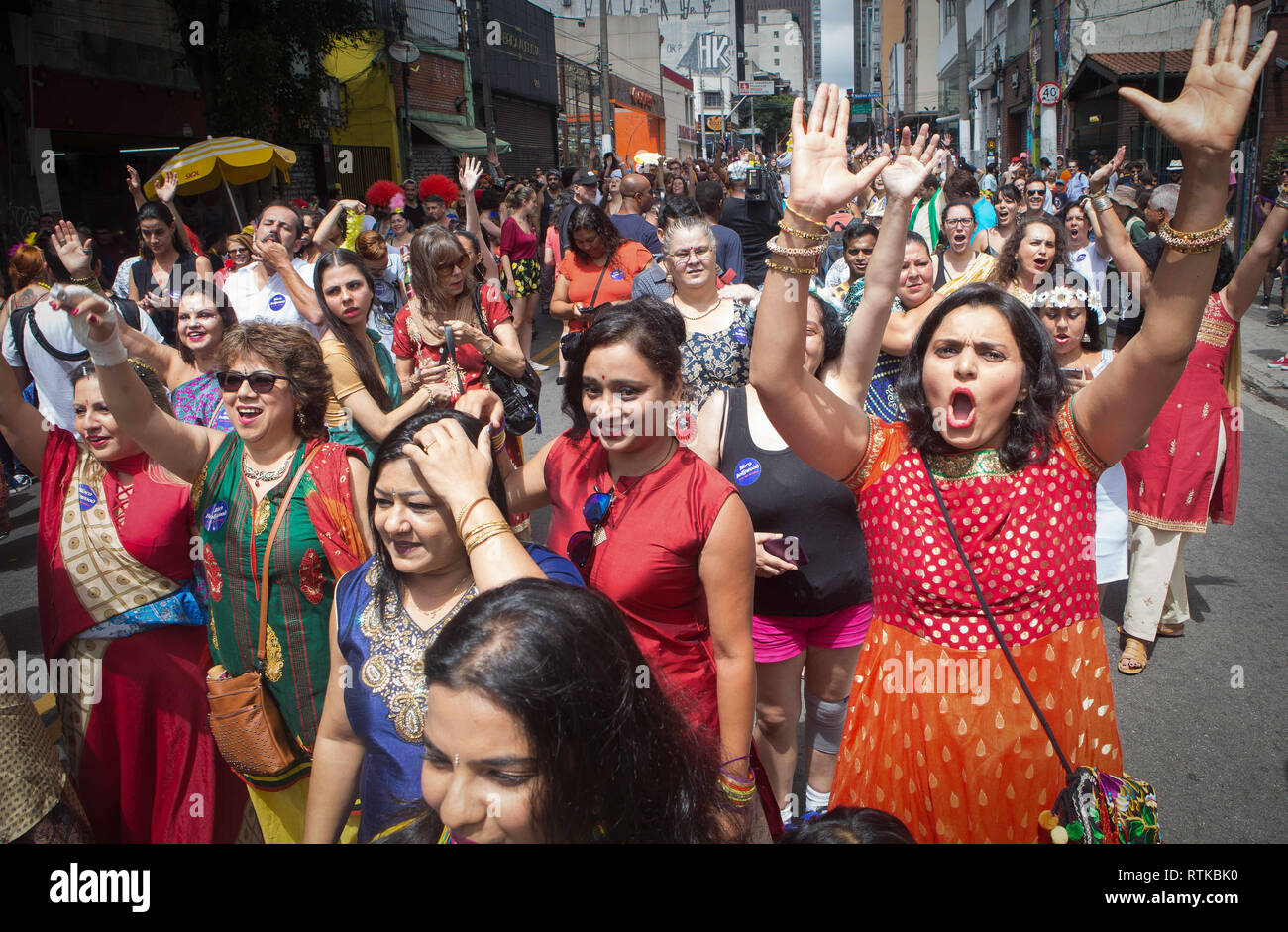 Sao Paolo, Brazil. March 2, 2019 - Indian dancers perform at Bollywood ...