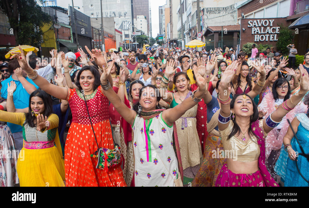 Sao Paolo, Brazil. March 2, 2019 - Indian dancers perform at Bollywood ...
