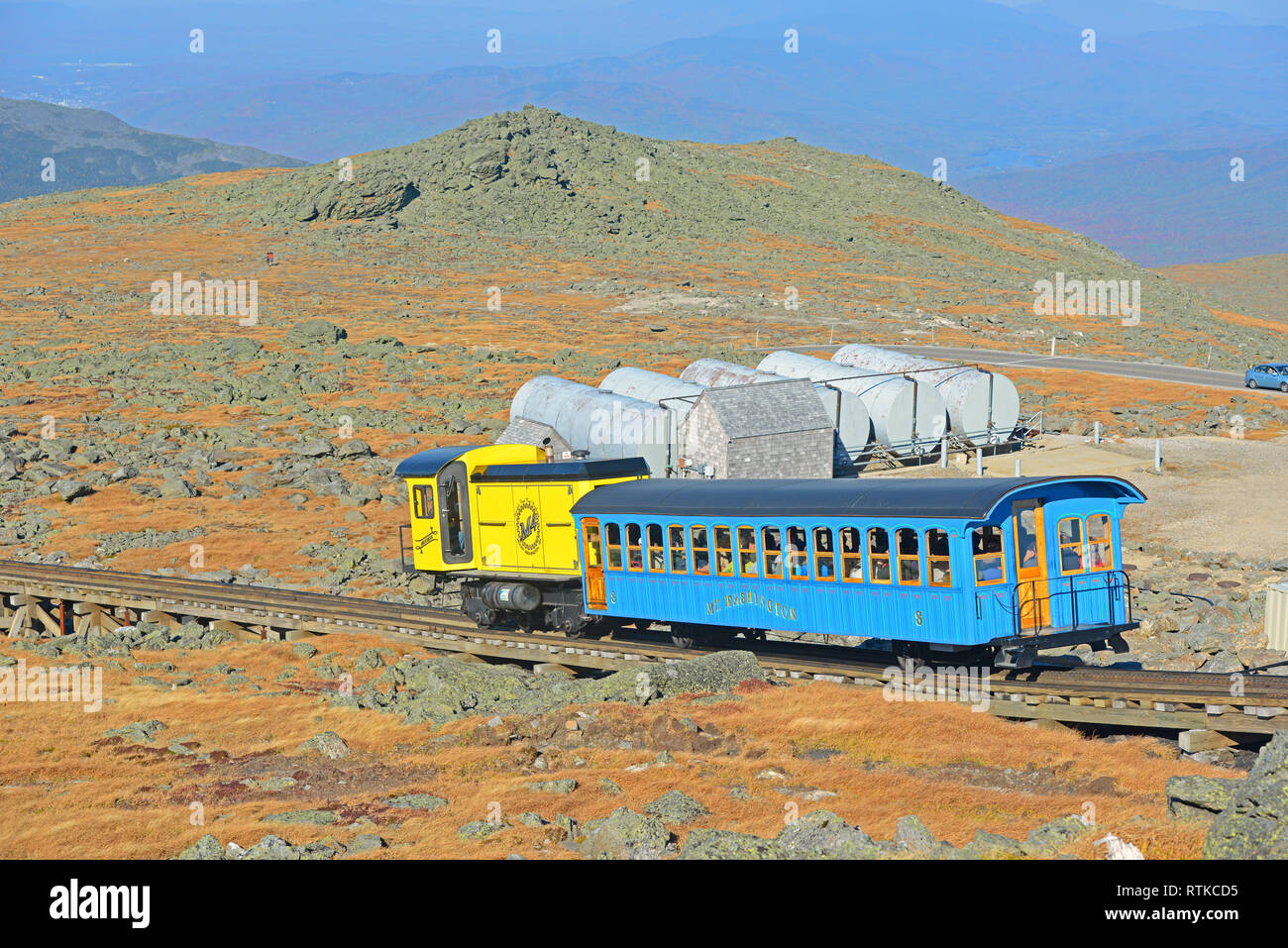 Mount Washington Cog Railroad at the top of Mount Washington in White ...