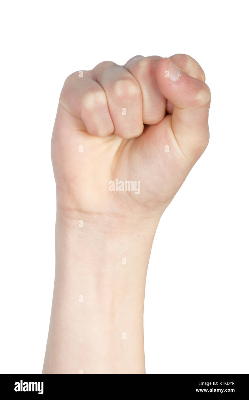 Caucasian hand doing American Sign Language showing the symbol for S ...