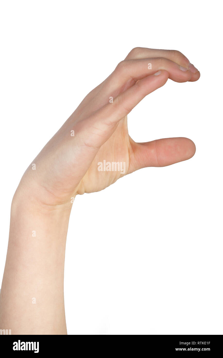 Caucasian hand doing American Sign Language showing the symbol for C ...