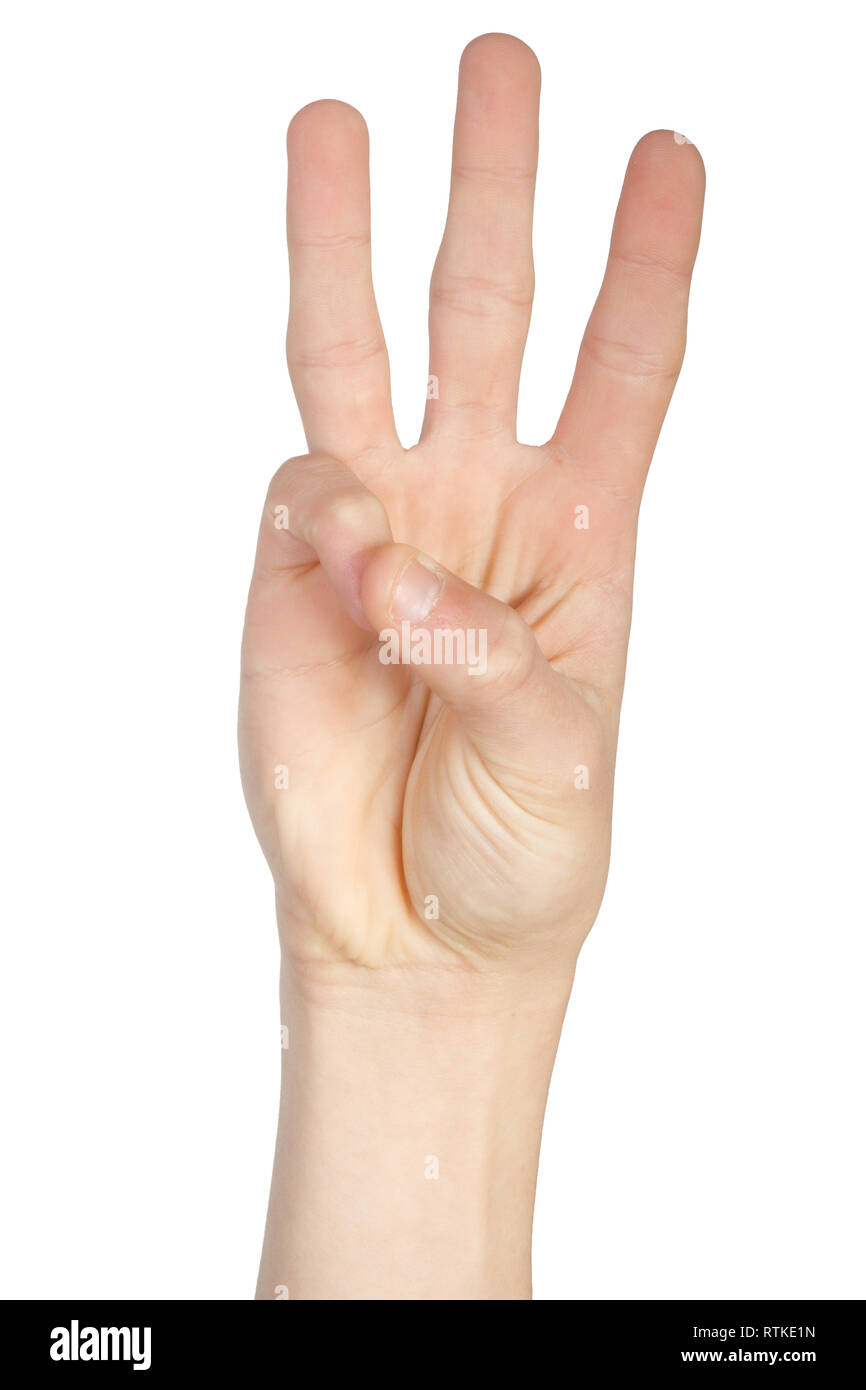 Caucasian hand doing American Sign Language showing the symbol for 6 ...