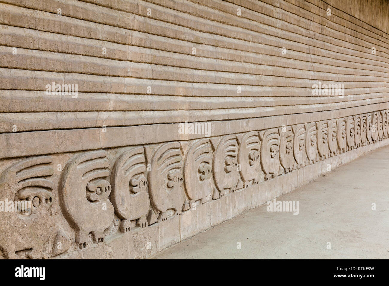 Ruins of Chan Chan, beautifully carved walls, possibly the largest pre ...