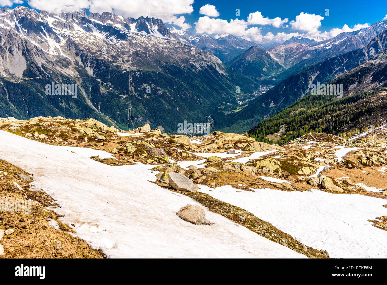 Snowy mountains in Chamonix, Mont Blanc, Haute-Savoie, Alps France ...