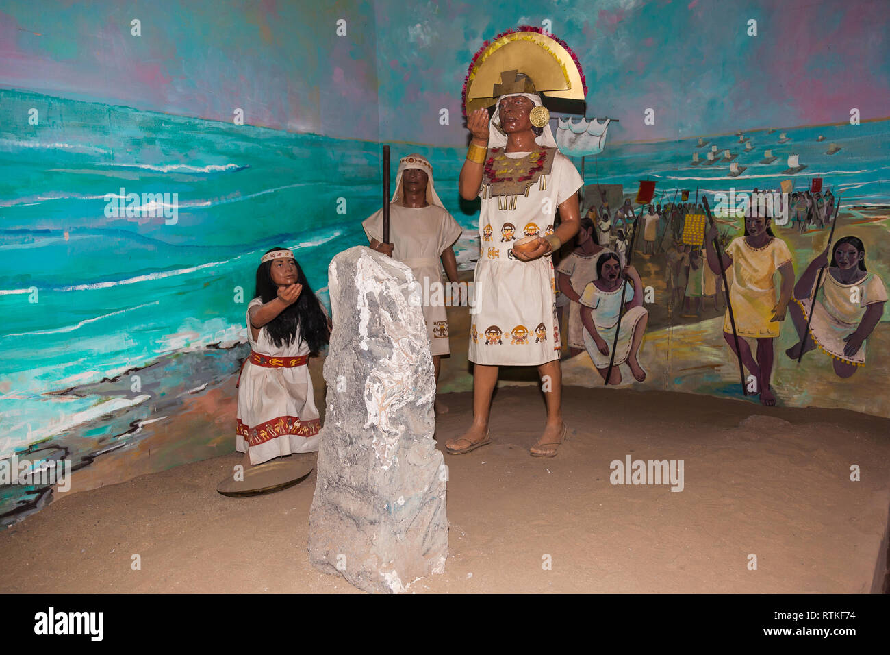 Chan Chan, Trujillo Peru, July 2018: Representation of the great lord ...